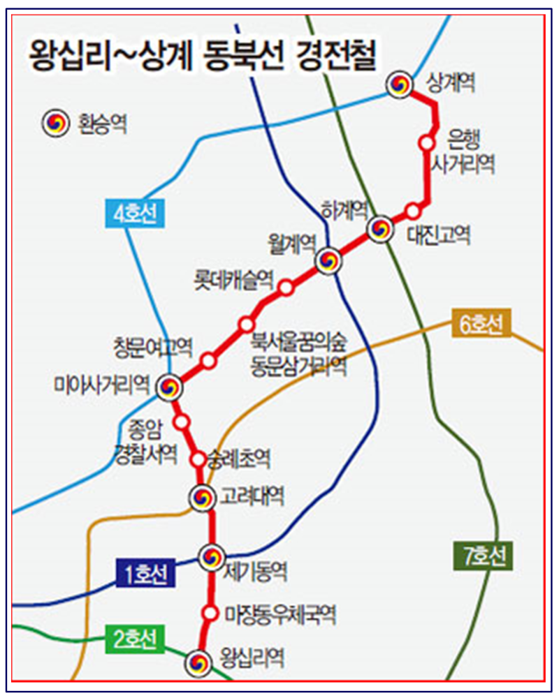서울 동북선 경전철왕십리~상계역 2019년 착공 2024년 개통 예정 노선도 네이버 블로그